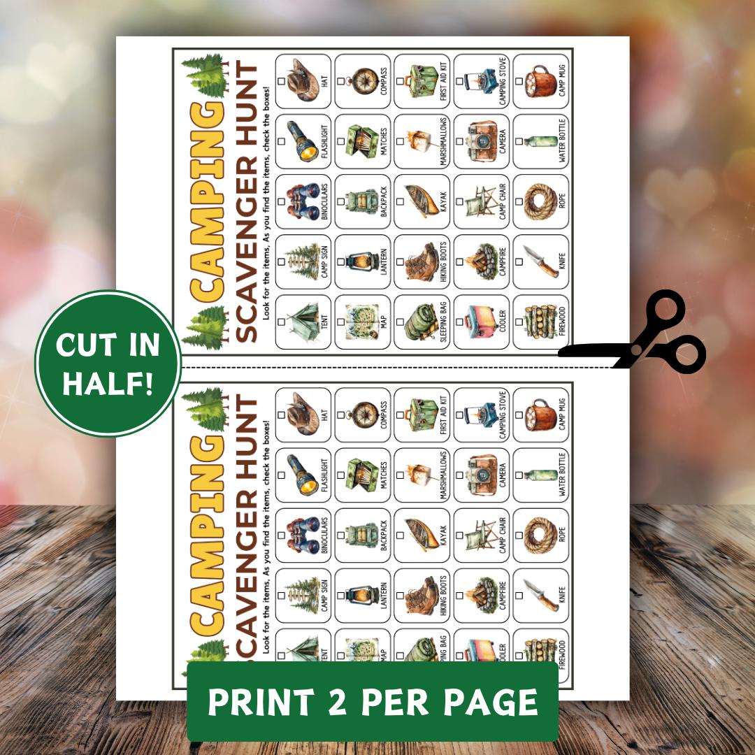 Camping Scavenger Hunt, Printable Scavenger Hunt Game, Outdoor Treasure ...