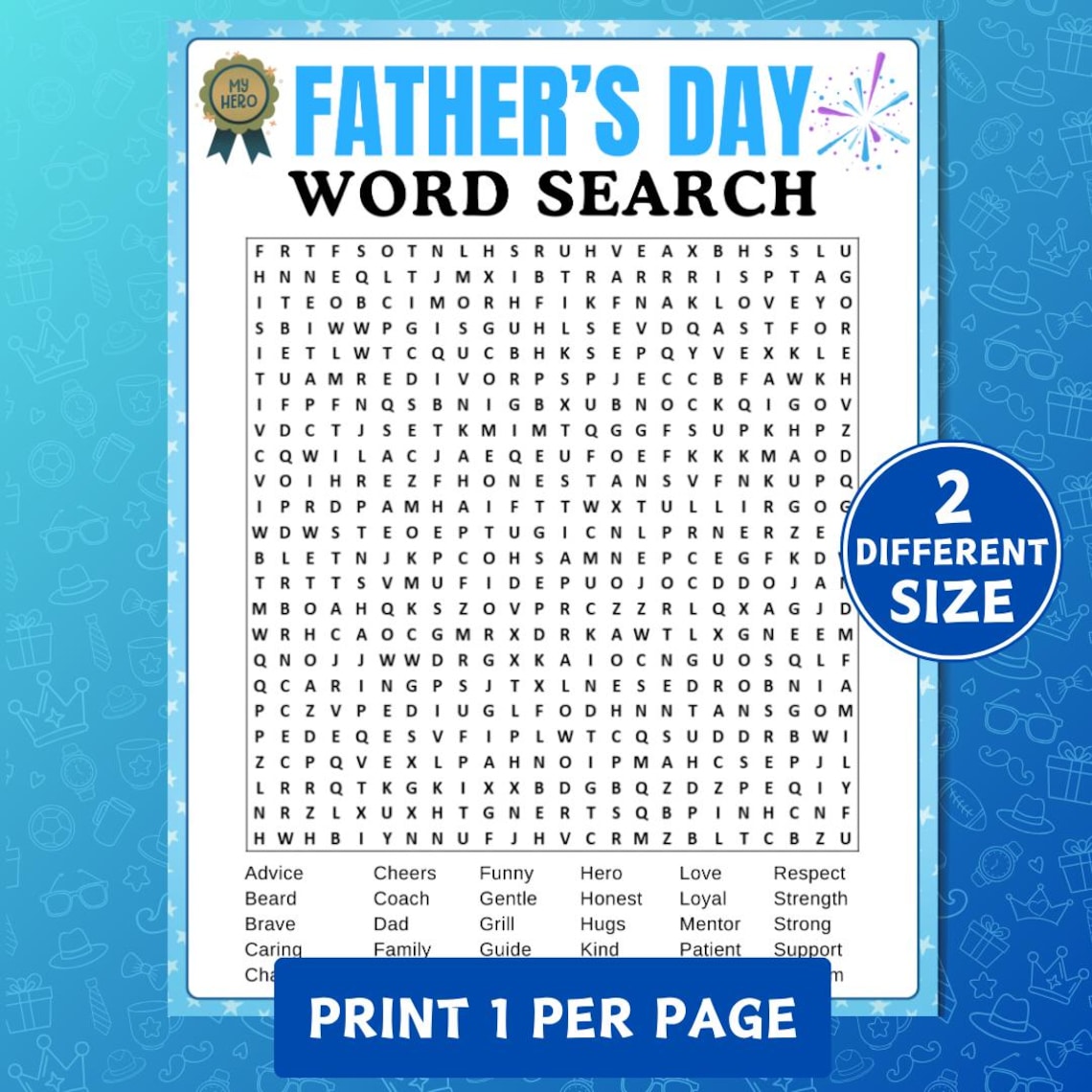 Father's Day Word Search Game, Printable Fathers Day Party Game, Word ...