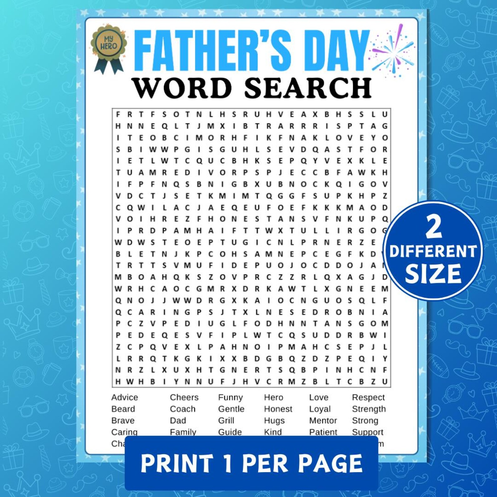 Father's Day Word Search Game, Printable Fathers Day Party Game, Word ...