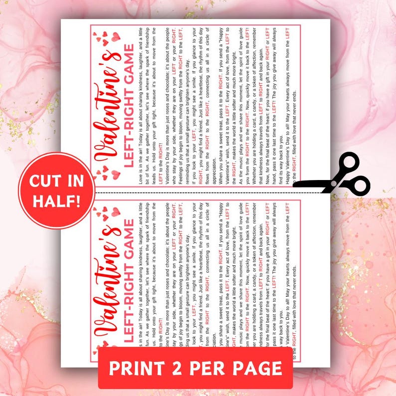 Valentines Day Left Right Game, Printable Valentines Games, Pass the ...