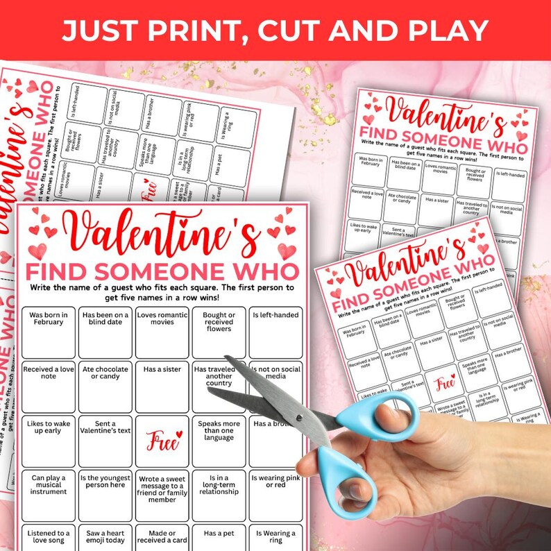 Valentines Day Find Someone Who Game, Valentine's Party Game, Find the ...