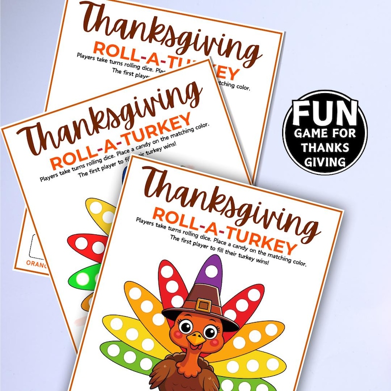 Roll A Turkey Dice Game, Printable Thanksgiving Game, Fun Family ...