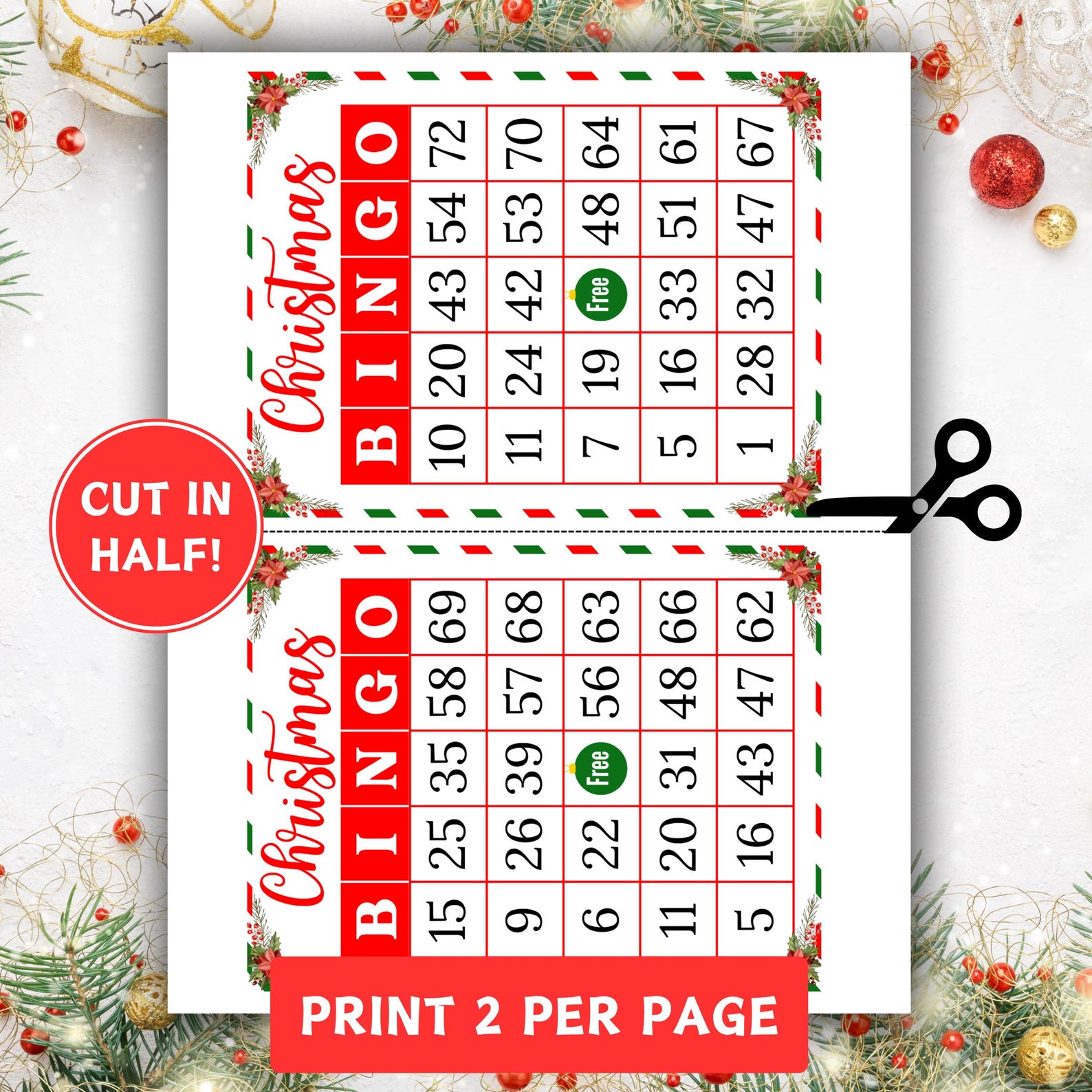 30 Christmas Bingo Cards, Printable Christmas Bingo, Christmas Party ...
