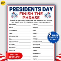 President's Day Scavenger Hunt and Checklist - Etsy