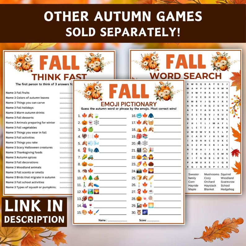 Fall Word Scramble Game, Printable Autumn Game, Fun Activity Word Games ...