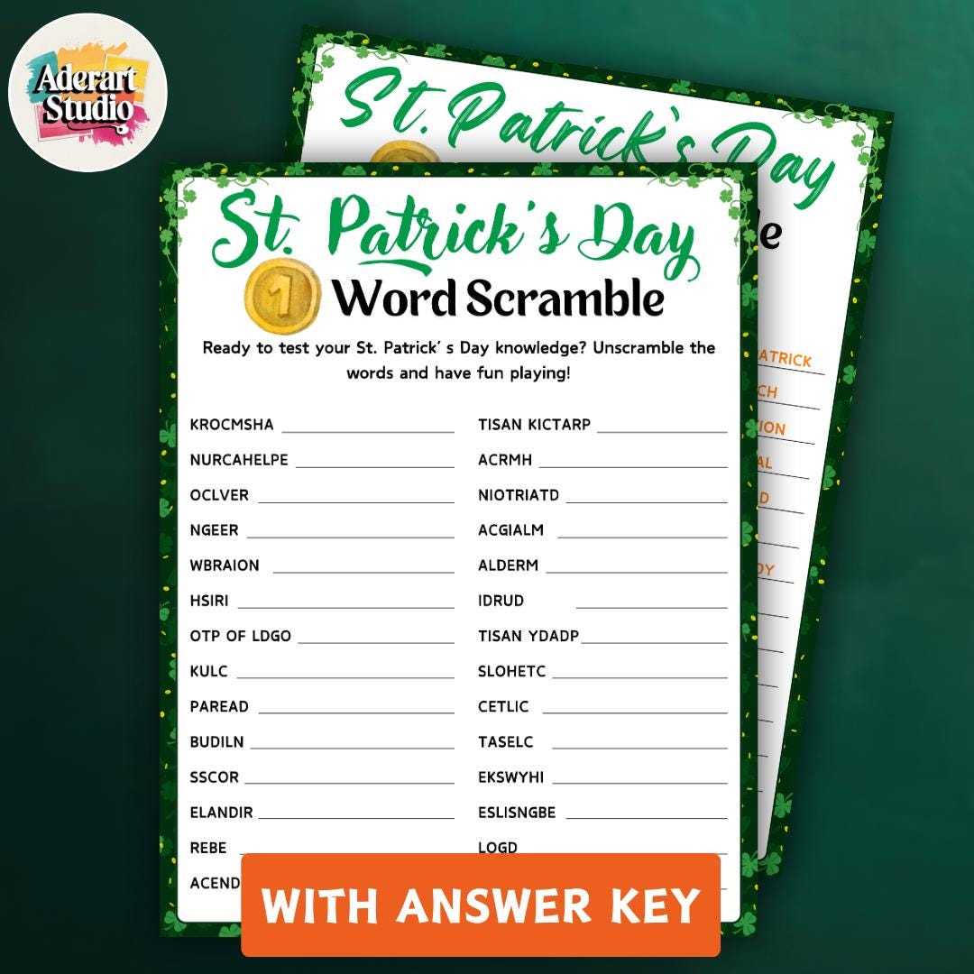 St. Patrick's Day Word Scramble Game, St. Patrick's Day Game, Activity ...