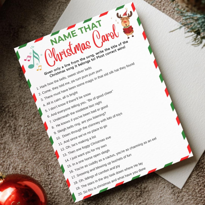 Name That Christmas Carol Game, Printable Christmas Game, Christmas ...