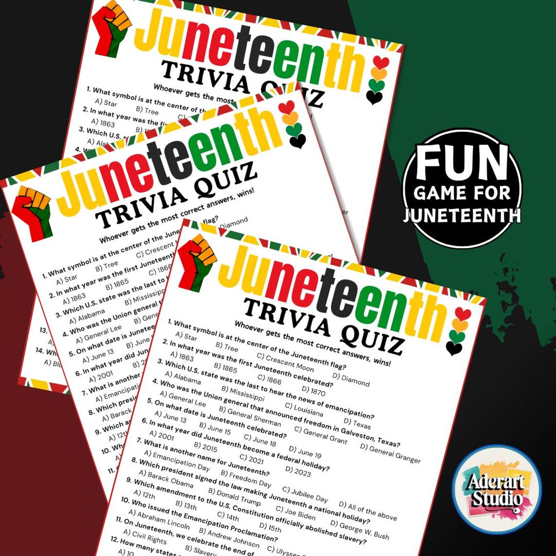 Juneteenth Trivia Game, Printable Juneteenth Games, African American ...