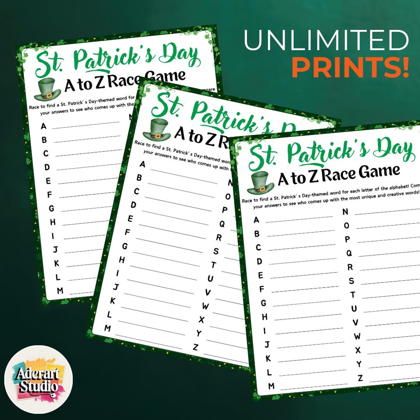 Printable St. Patrick's Day A to Z Game, A-Z Race Game, St Patricks Day ...