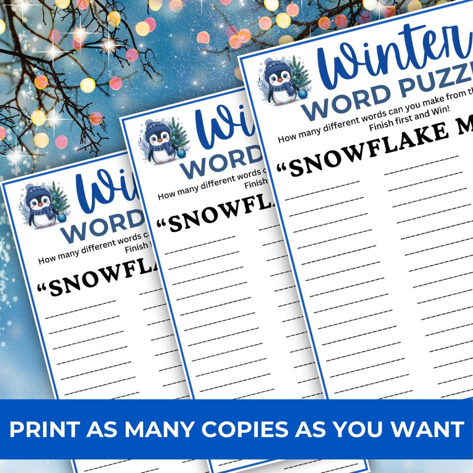 Winter Word Puzzle Game, Winter Word Games, Fun Holiday Game, Christmas ...