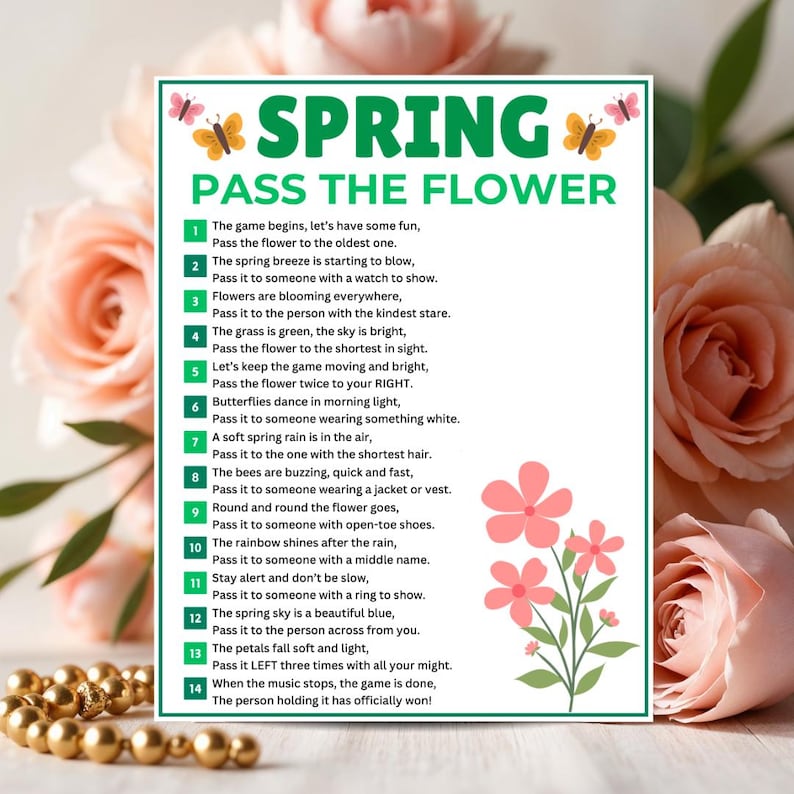 Pass the Flower Game, Spring Pass the Prize Game, Pass the Present Poem ...