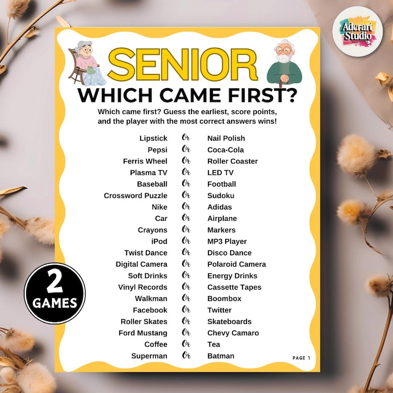 Which Came First Trivia Game, Games for Senior Citizens, Fun Elderly ...