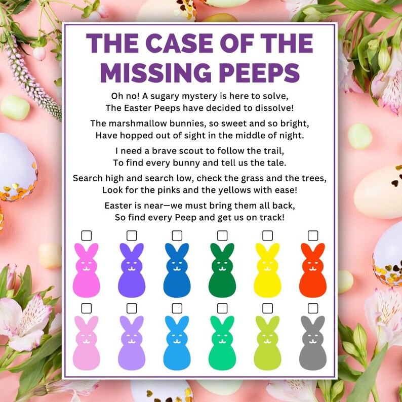 Easter Scavenger Hunt, Peeps Scavenger Hunt Game, Easter Party Games ...