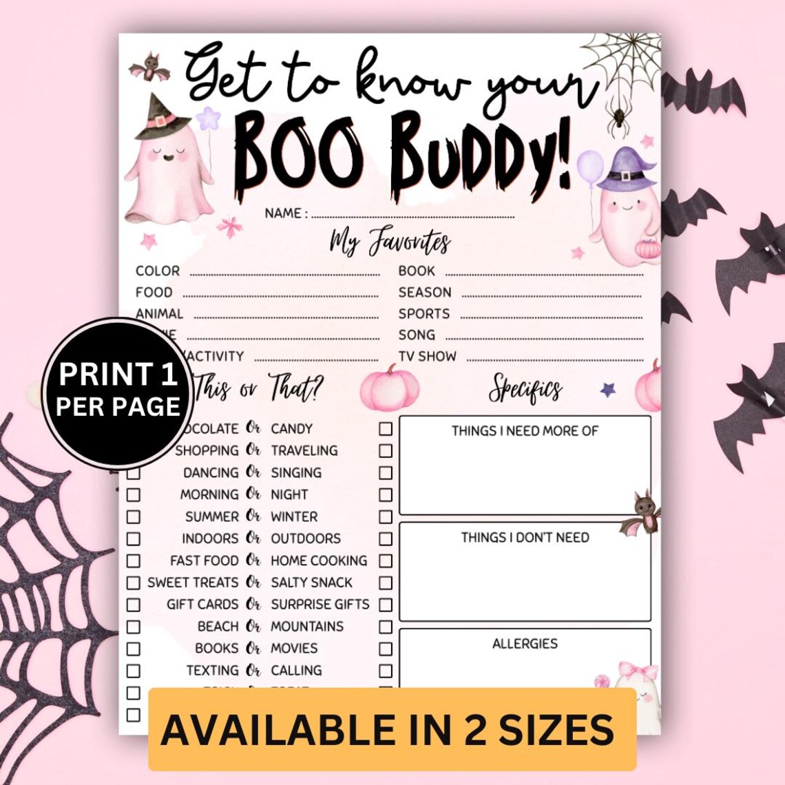 Halloween Boo Buddy Questionnaire, Editable Boo Buddy Canva Template ...
