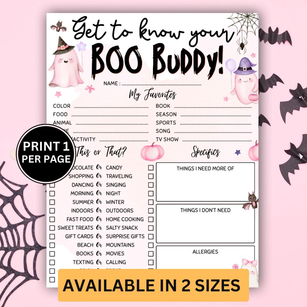 Halloween Boo Buddy Questionnaire, Editable Boo Buddy Canva Template ...