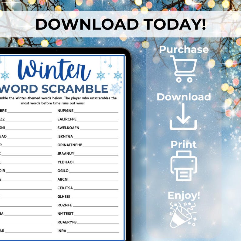 Winter Word Scramble Game, Printable Winter Game, Fun Activity Word ...