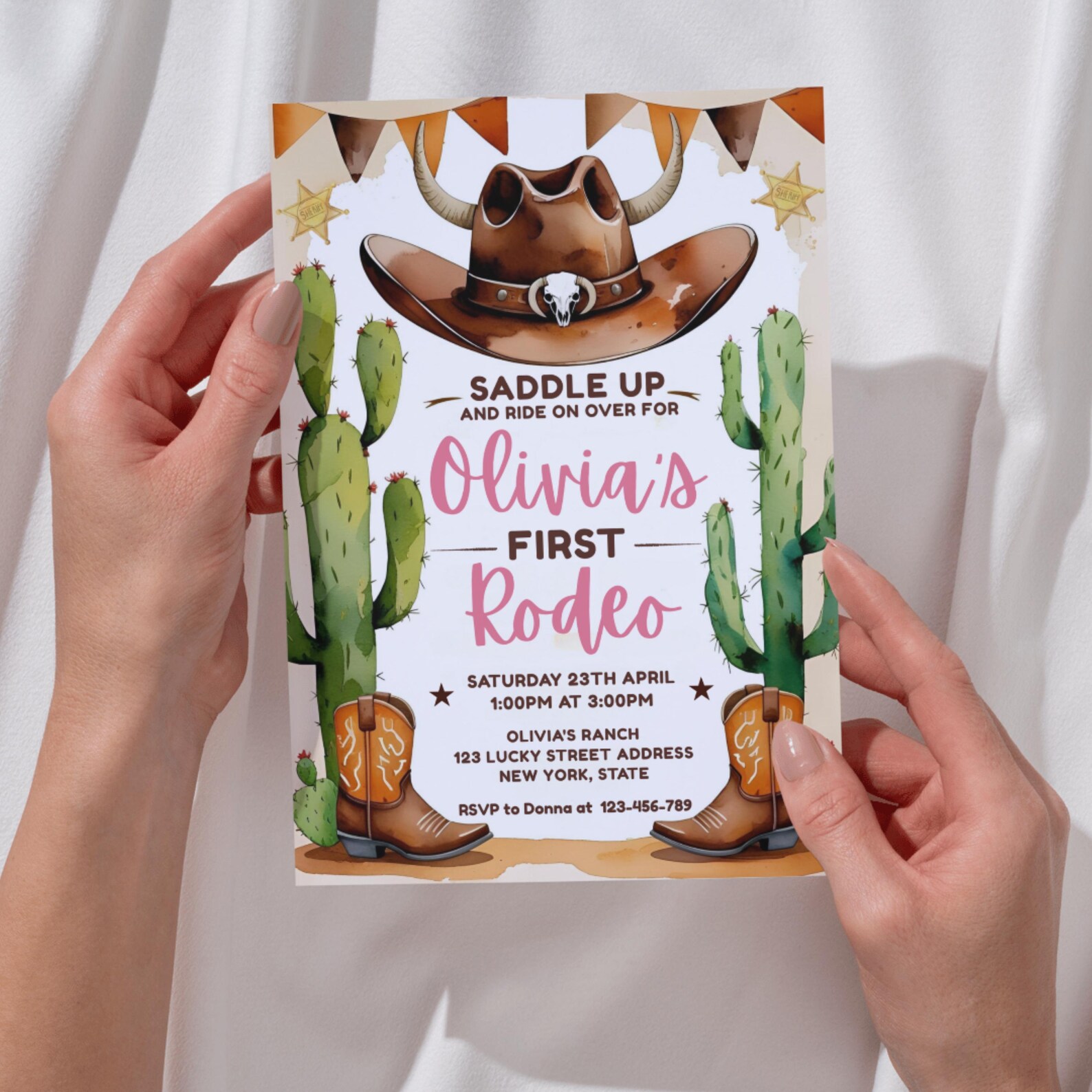 Editable First Rodeo Birthday Invitation Template, Printable Cowboy ...