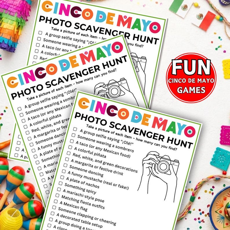 Photo Scavenger Hunt Game, Printable Cinco De Mayo Game, Fun Fiesta ...