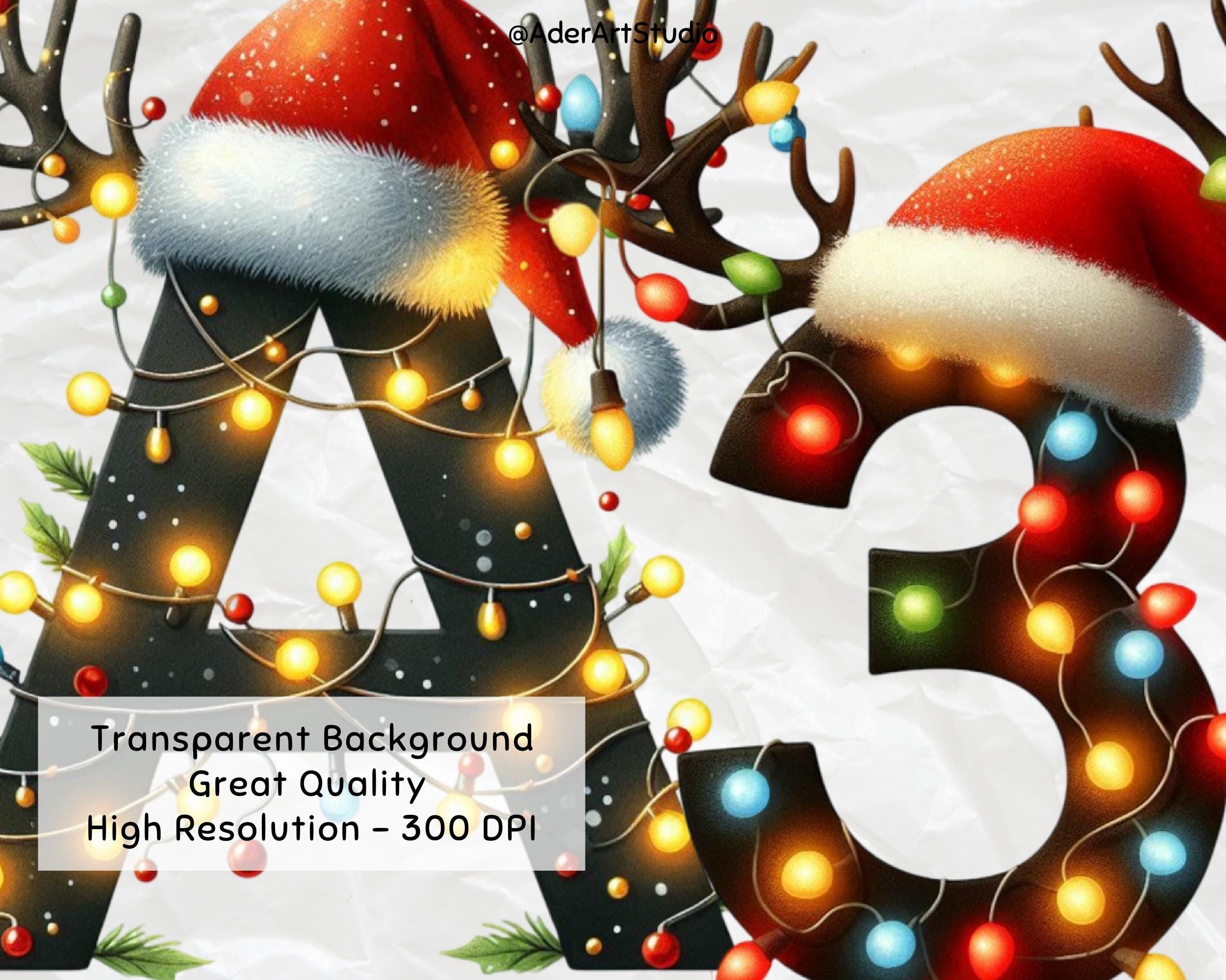 Watercolor Christmas Alphabet Lights Clipart, Festive Holiday Letters ...