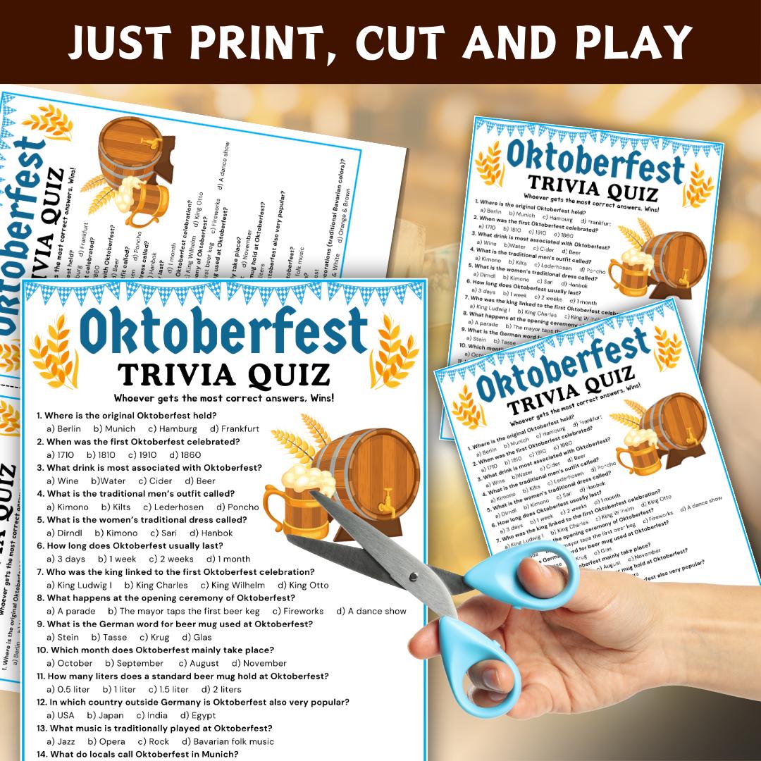 Oktoberfest Trivia Game, Printable Oktoberfest Games, Oktoberfest Party ...