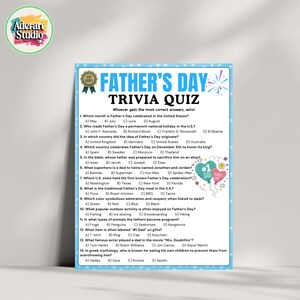 Father's Day Trivia Game, Printable Fathers Day Quiz, Father's Day ...