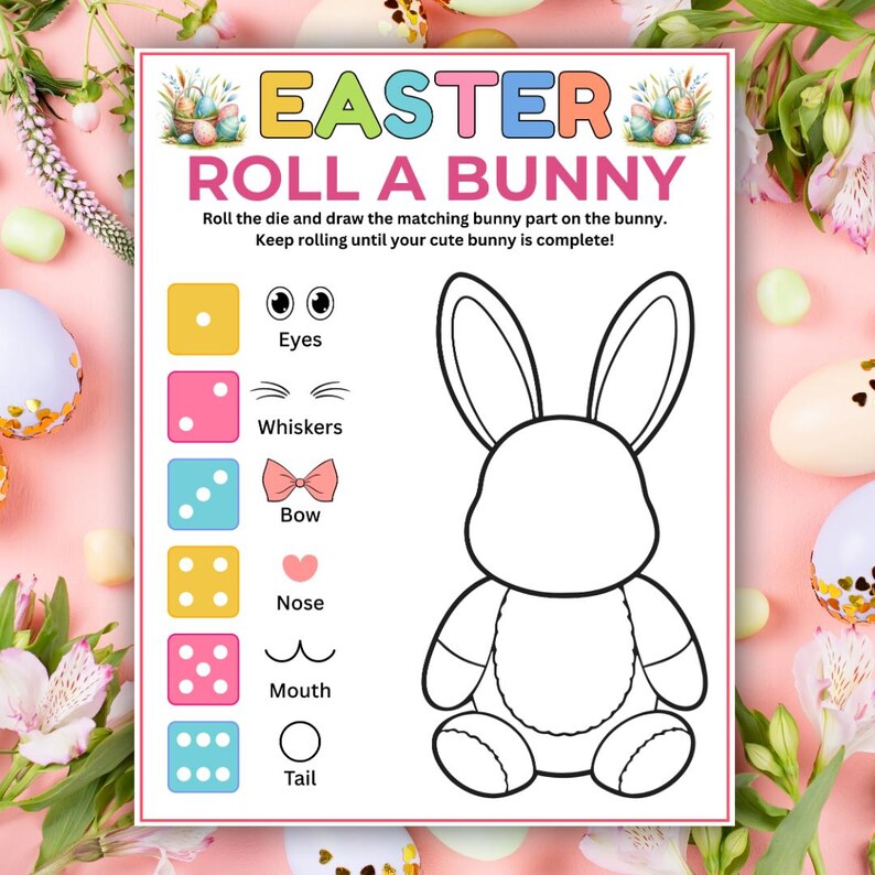 Easter Roll A Bunny Game, Easter Dice Game, Easter Party Games, Easter ...