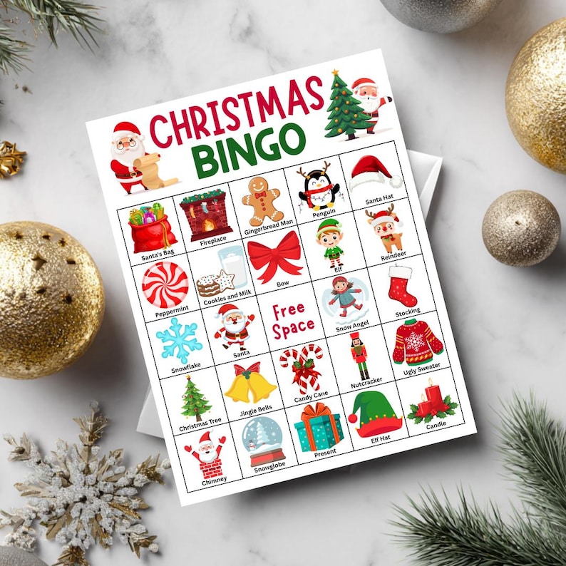 50 Christmas Bingo Cards, Christmas Bingo Game, Christmas Party Games ...