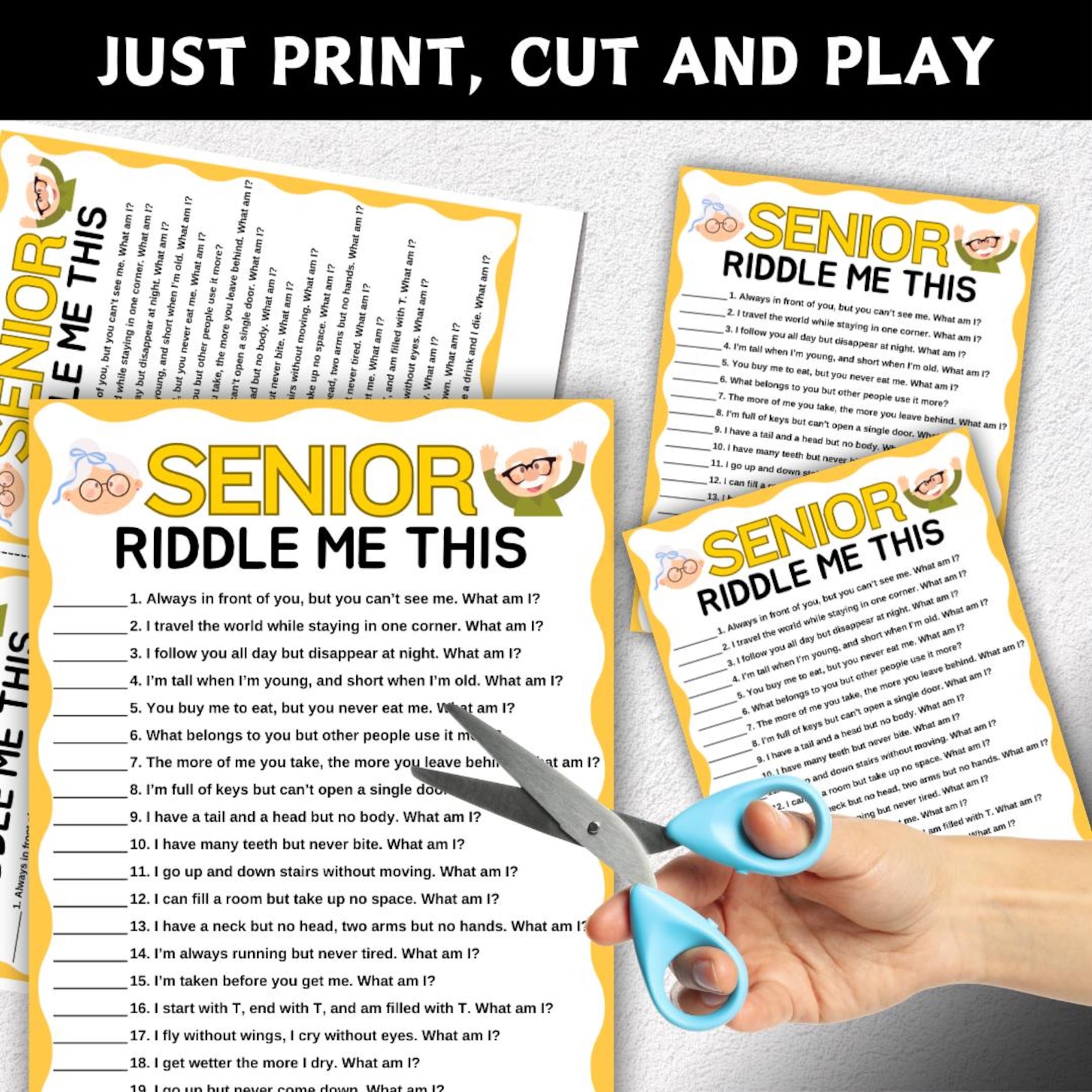 Senior Riddles Game, Senior Party Games, Riddle Quiz, Games for Senior ...