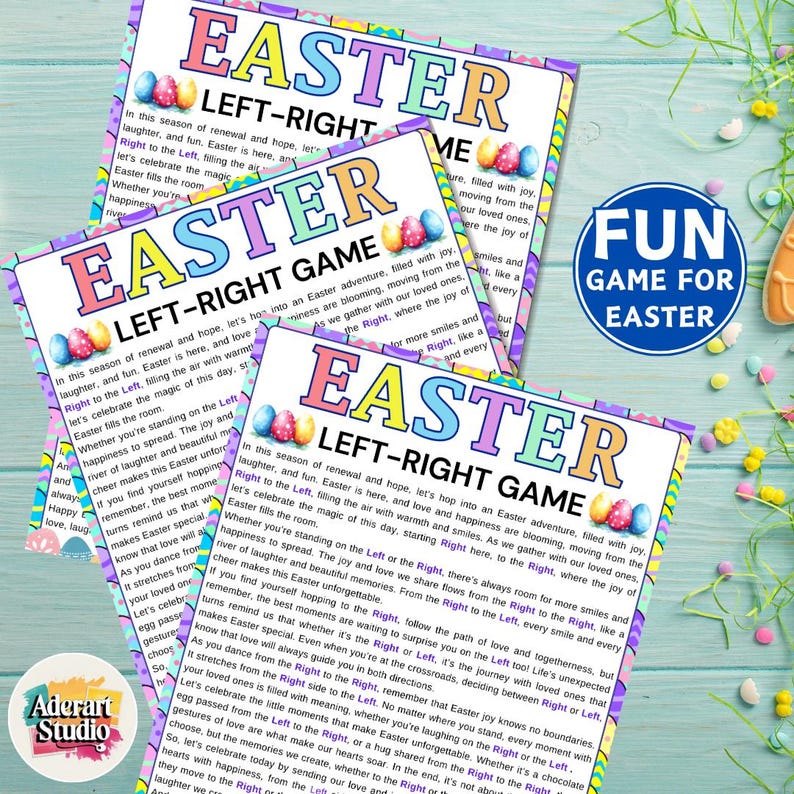 Left Right Easter Game, Pass the Prize Gift Exchange Game, Printable ...
