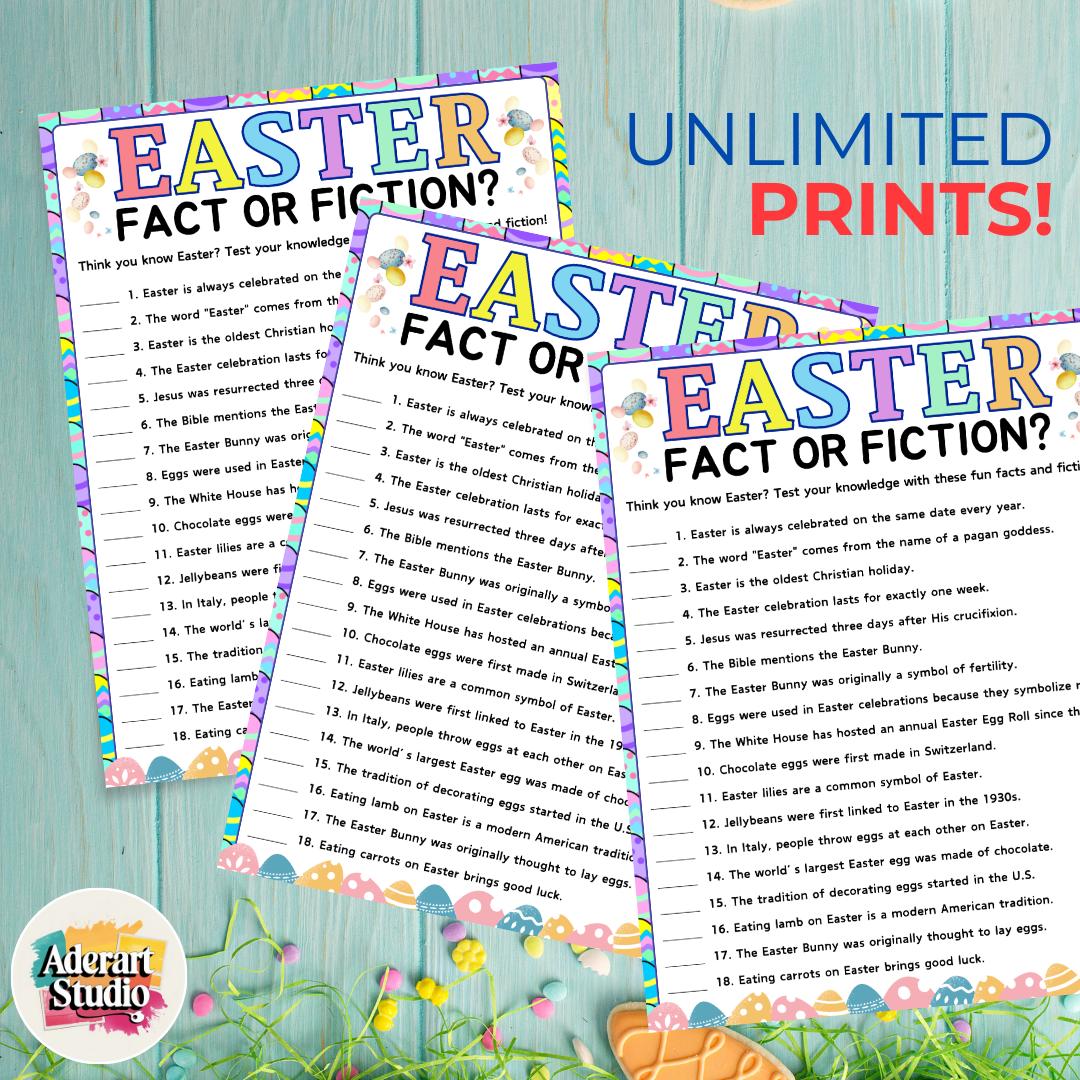 Easter Fact or Fiction Game, Printable Easter Fact Quiz, Easter Trivia ...