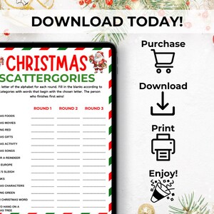Christmas Scattergories Game, Printable Christmas Games, Category ...