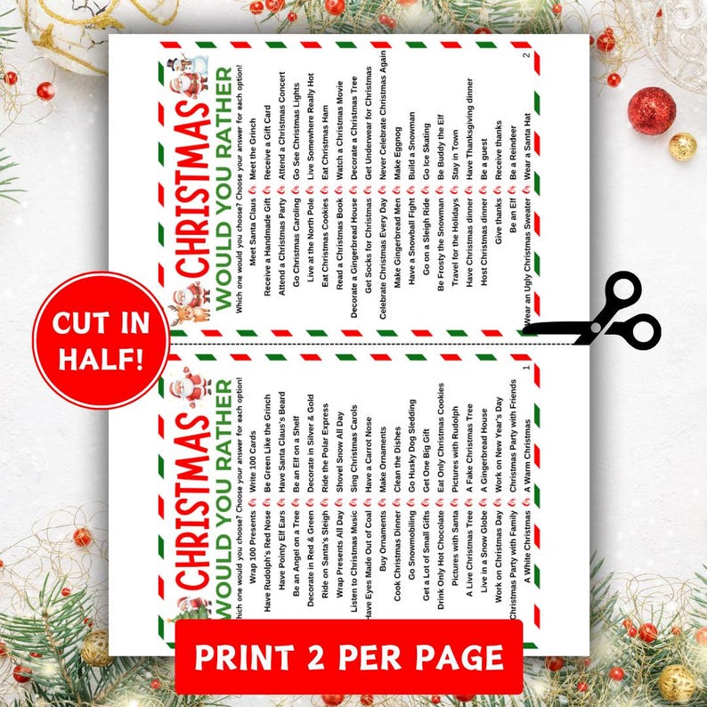 Christmas Would You Rather Game, Family Christmas Game, Christmas Party ...