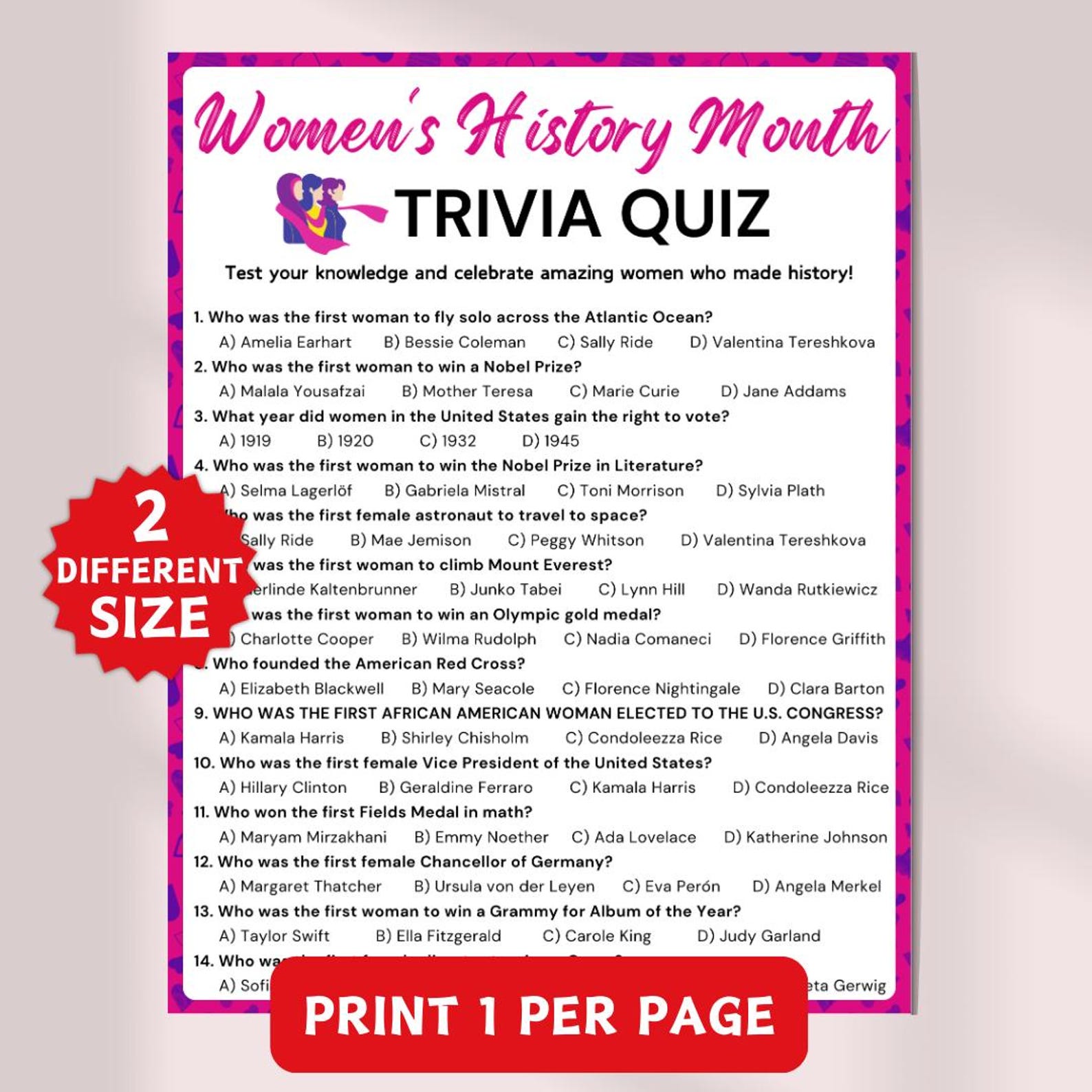 Women's History Month Trivia Game, Famous Women Quiz, Women's Day Quiz ...