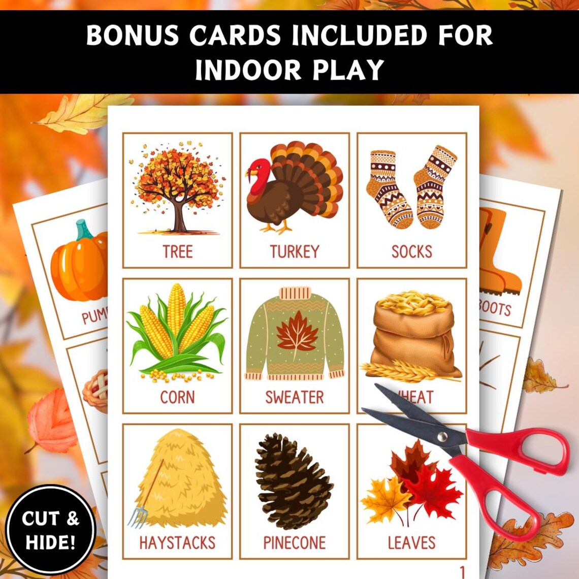 Fall Scavenger Hunt, Indoor Treasure Hunt, Printable Autumn Game for ...