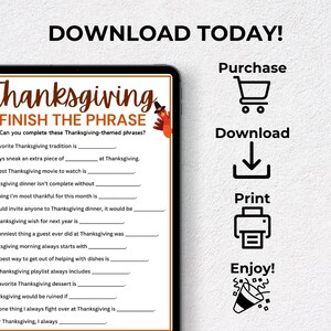 Thanksgiving Finish the Phrase Game, Printable Thanksgiving Game ...
