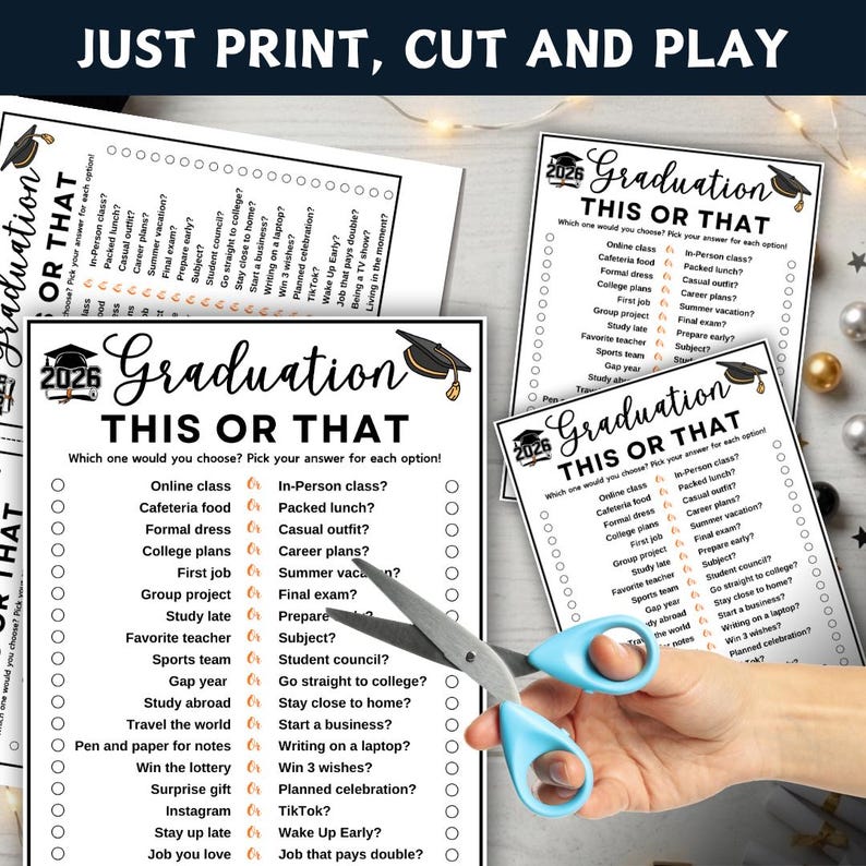 Printable This or That Graduation Game, Would You Rather, Graduation ...