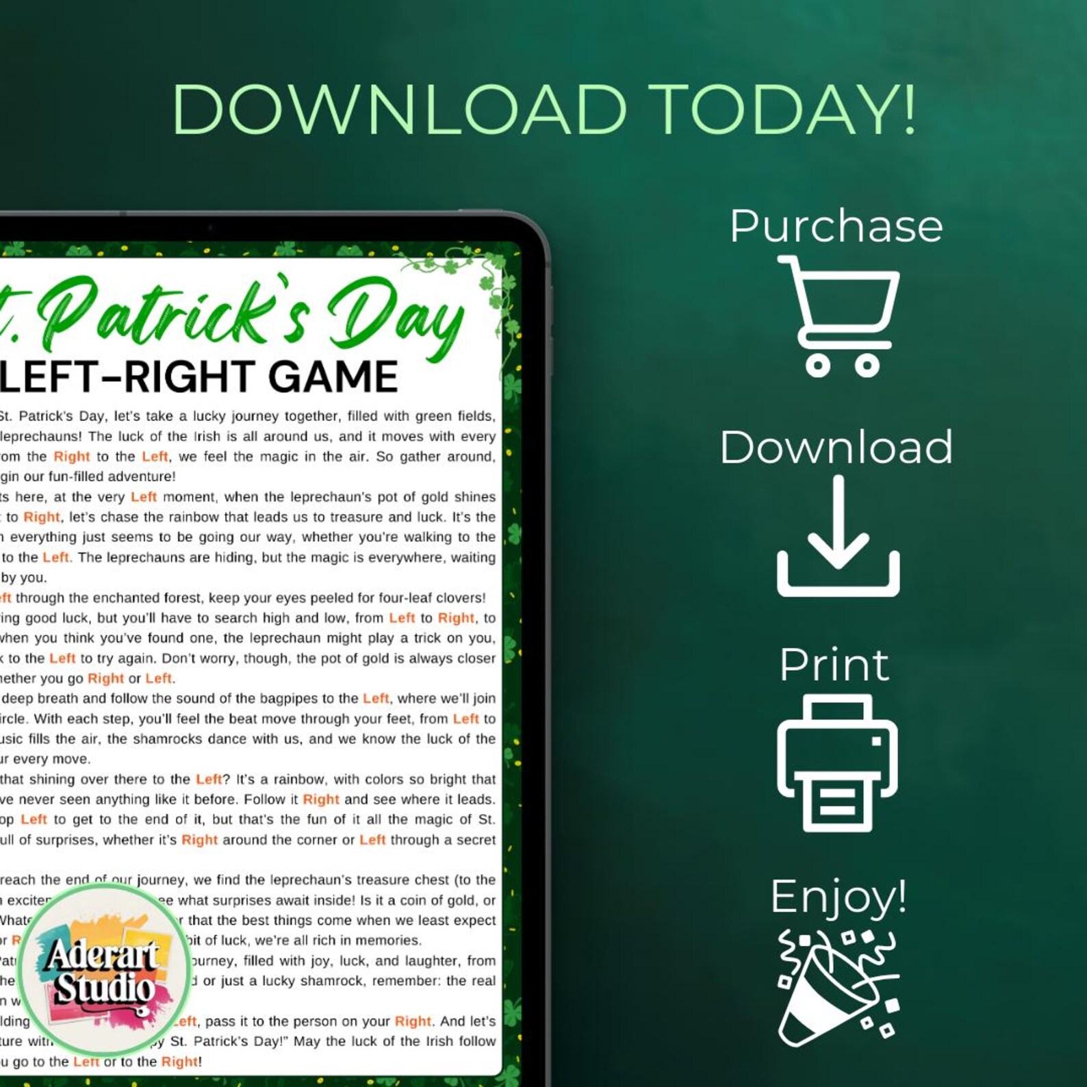 Left Right St. Patrick's Day Game, Pass the Prize Gift Exchange Game ...