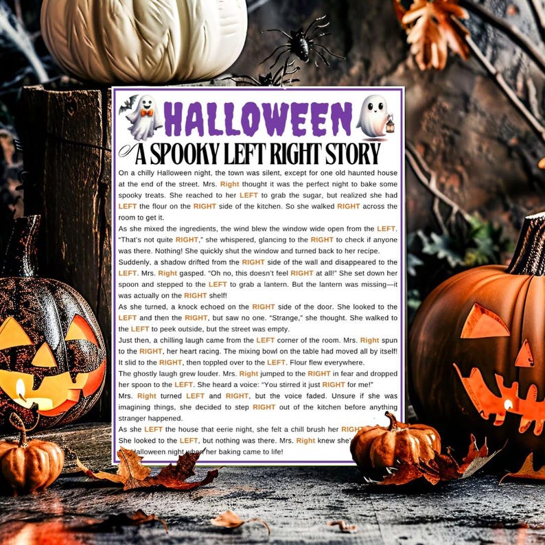 Left Right Halloween Game, Halloween Left Right Story, Printable ...