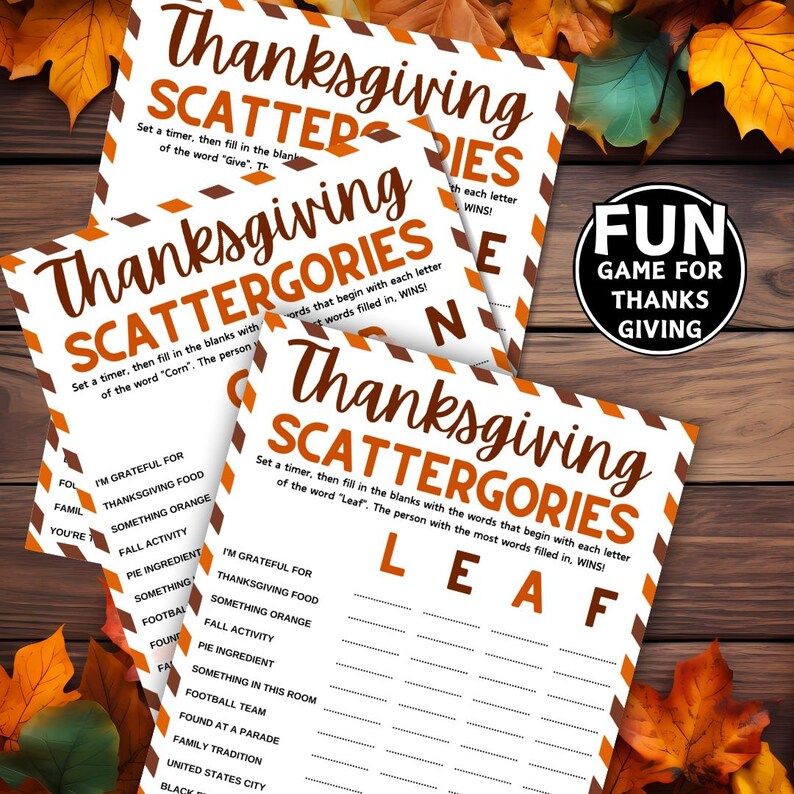 Thanksgiving Scattergories Game, Printable Thanksgiving Games for Kids ...