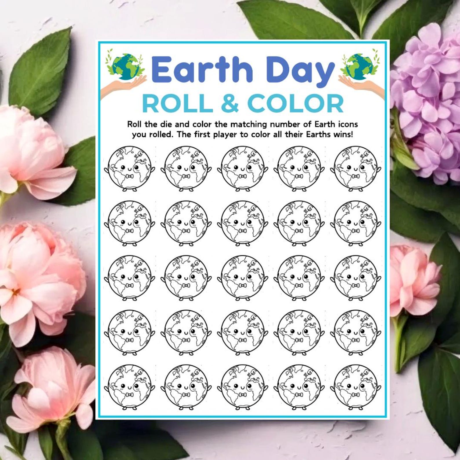 Printable Earth Day Roll and Color Game, Toddler and Preschool Dice ...