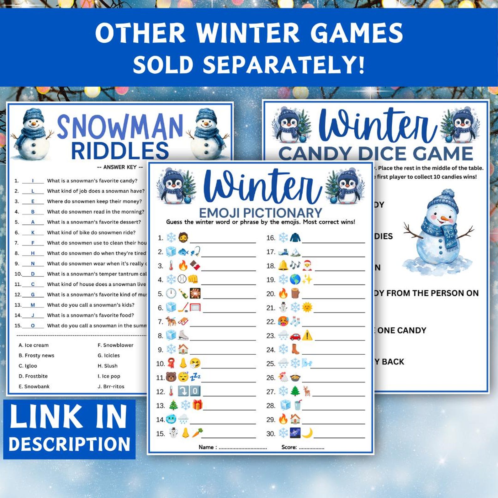 Winter Riddles Game, Holiday Riddle Game, Riddle Me This, Fun Winter ...