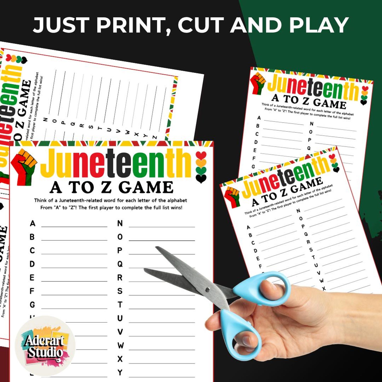 Printable Juneteenth A to Z Game, A-Z Race Game, Juneteenth Games, Fun ...