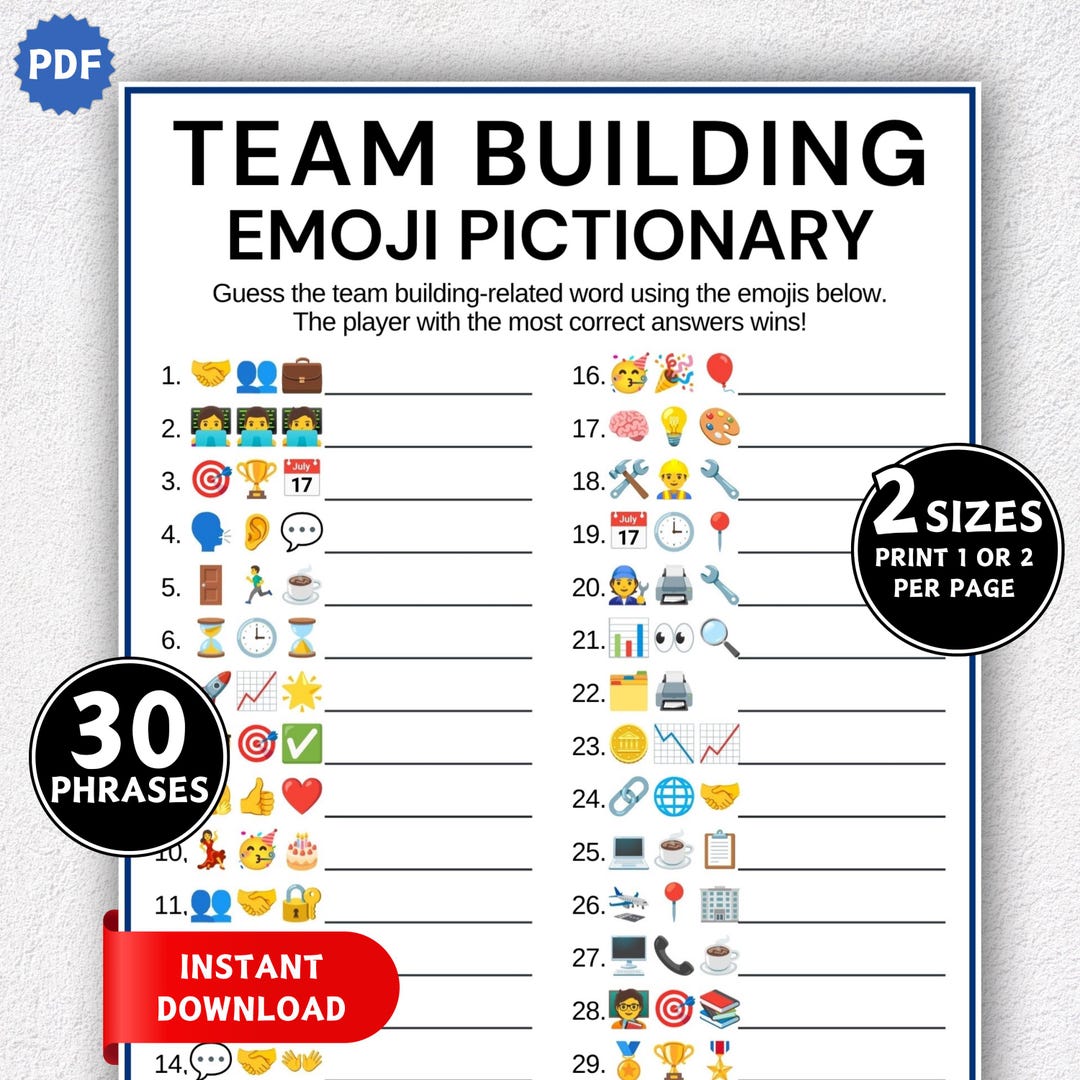 Team Building Emoji Game, Printable Office Games, Office Emoji ...