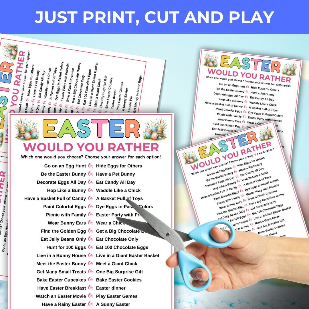 Easter Would You Rather Game, Family Easter Game, Printable Easter ...