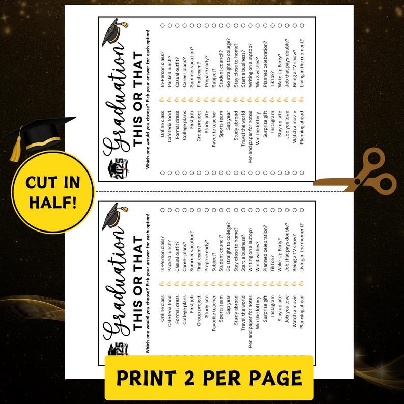 Printable This or That Graduation Game, Would You Rather, Graduation ...