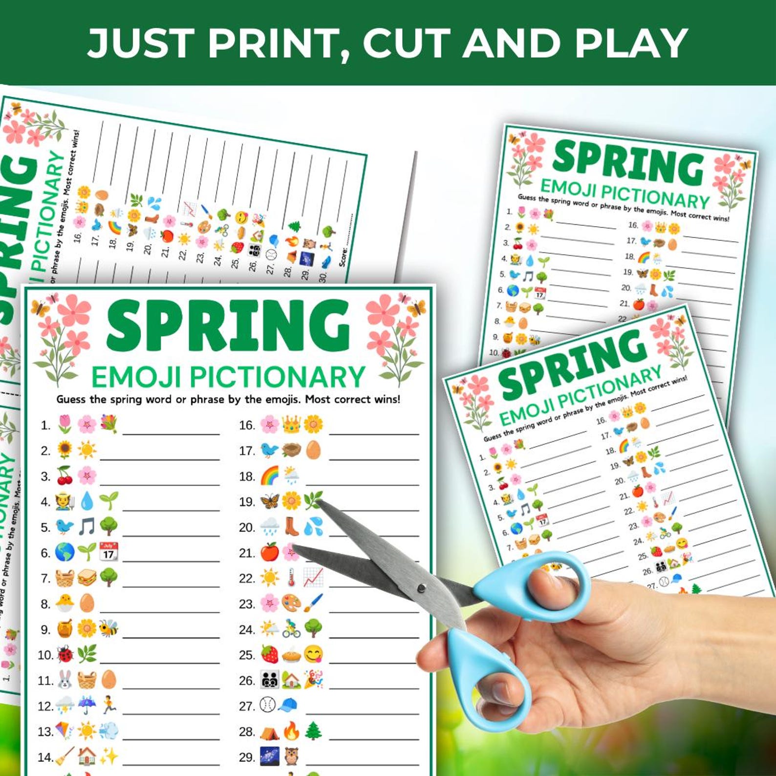 Spring Emoji Game, Spring Emoji Pictionary, Spring Trivia Game ...