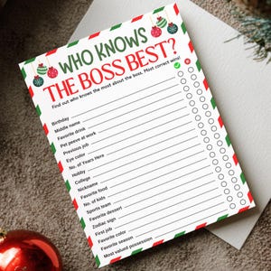 Office Holiday Who Knows the Boss Best Game, Fun Christmas Work Party ...