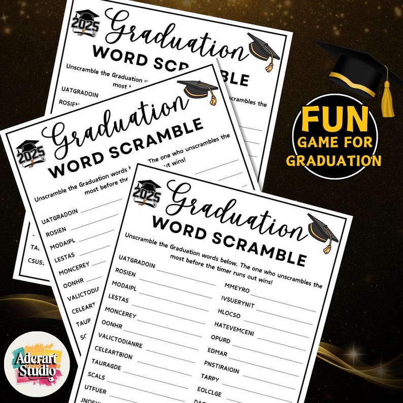 Graduation Word Scramble Game, Printable Graduation Party Games ...