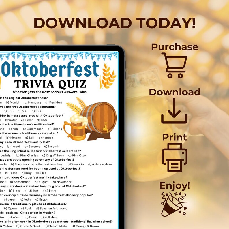 Oktoberfest Trivia Game, Printable Oktoberfest Games, Oktoberfest Party ...