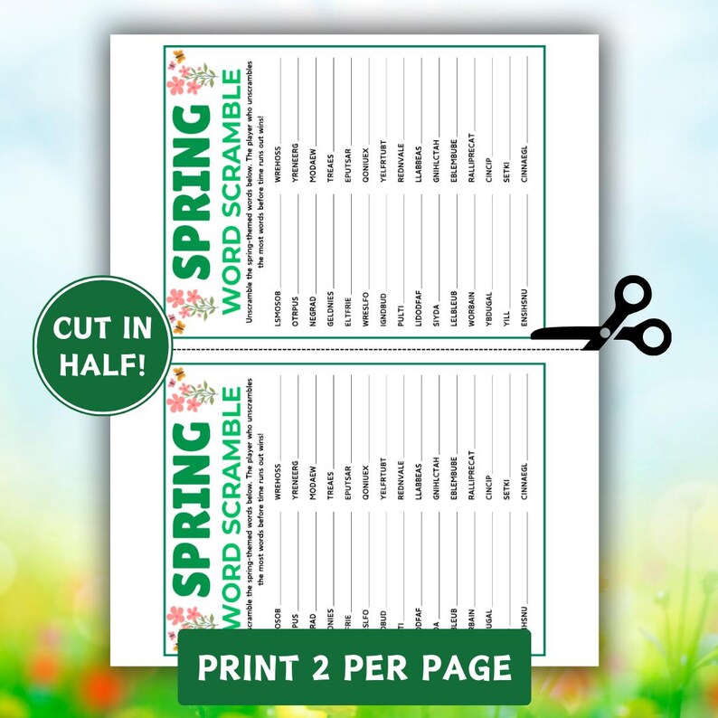Spring Word Scramble Game, Printable Spring Games, Activity Word Game ...